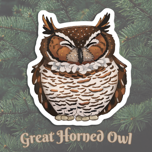 Chonky Horned Owl Sticker | Cappy Trails