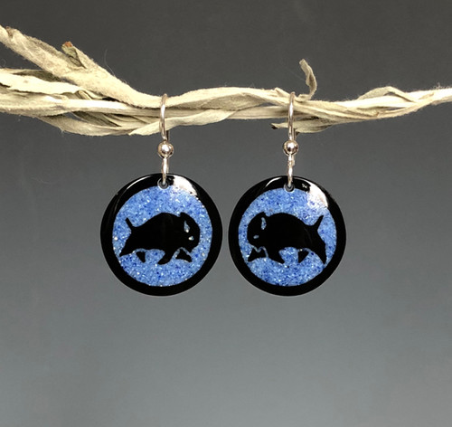Buffalo Horn inlaid with Lapis Buffalo Earrings | Kevin Pourier