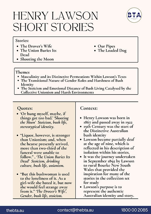 Henry Lawson Stories - List - HSC Text | Better Tuition Academy