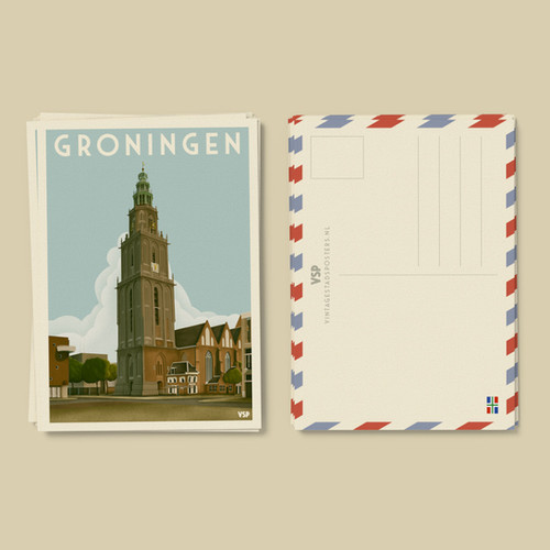 Groningen Ansichtkaarten 6 stuks | Vintage Stadsposters