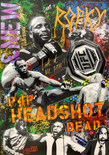 & NEW. LEON “ROCKY” EDWARDS. UFC CHAMP - One off A1 sized graffiti ...