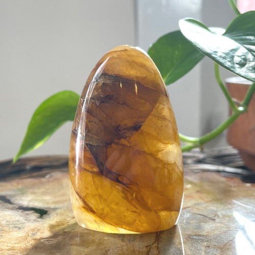 Yellow Ferruginous Quartz Standing Freeform | Crystal Waters