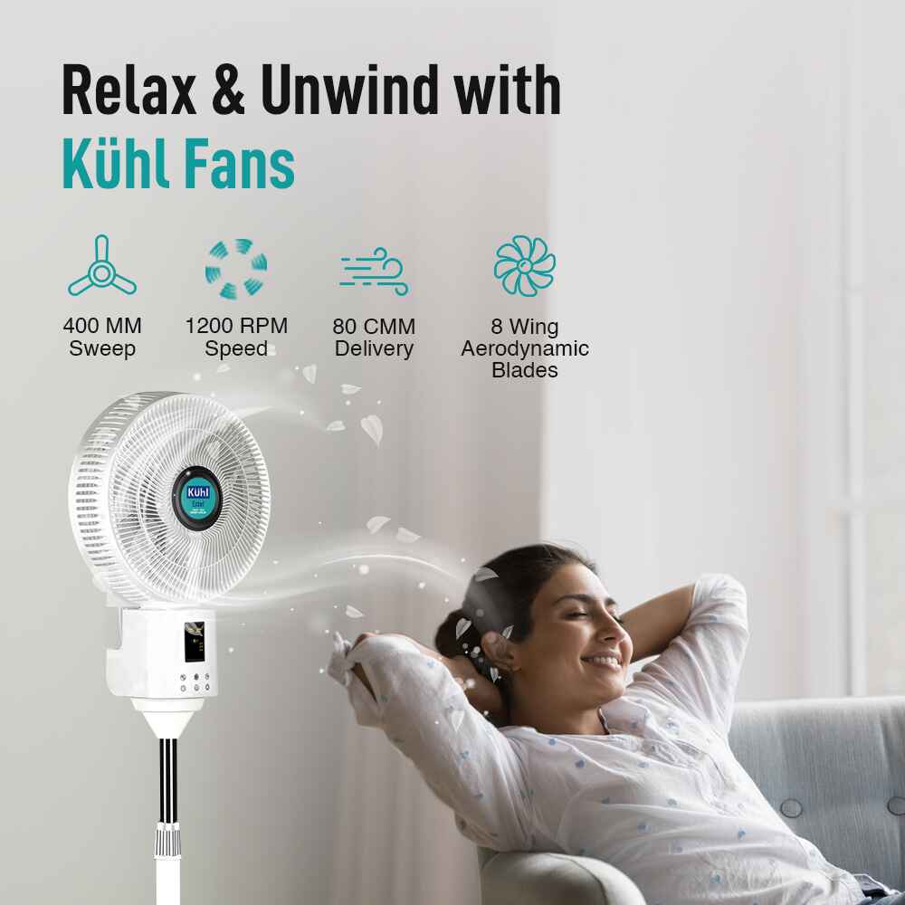 KUHL Exzel H1 BLDC Desert Cooler Pedestal Fan with Remote 400mm | Avikkart
