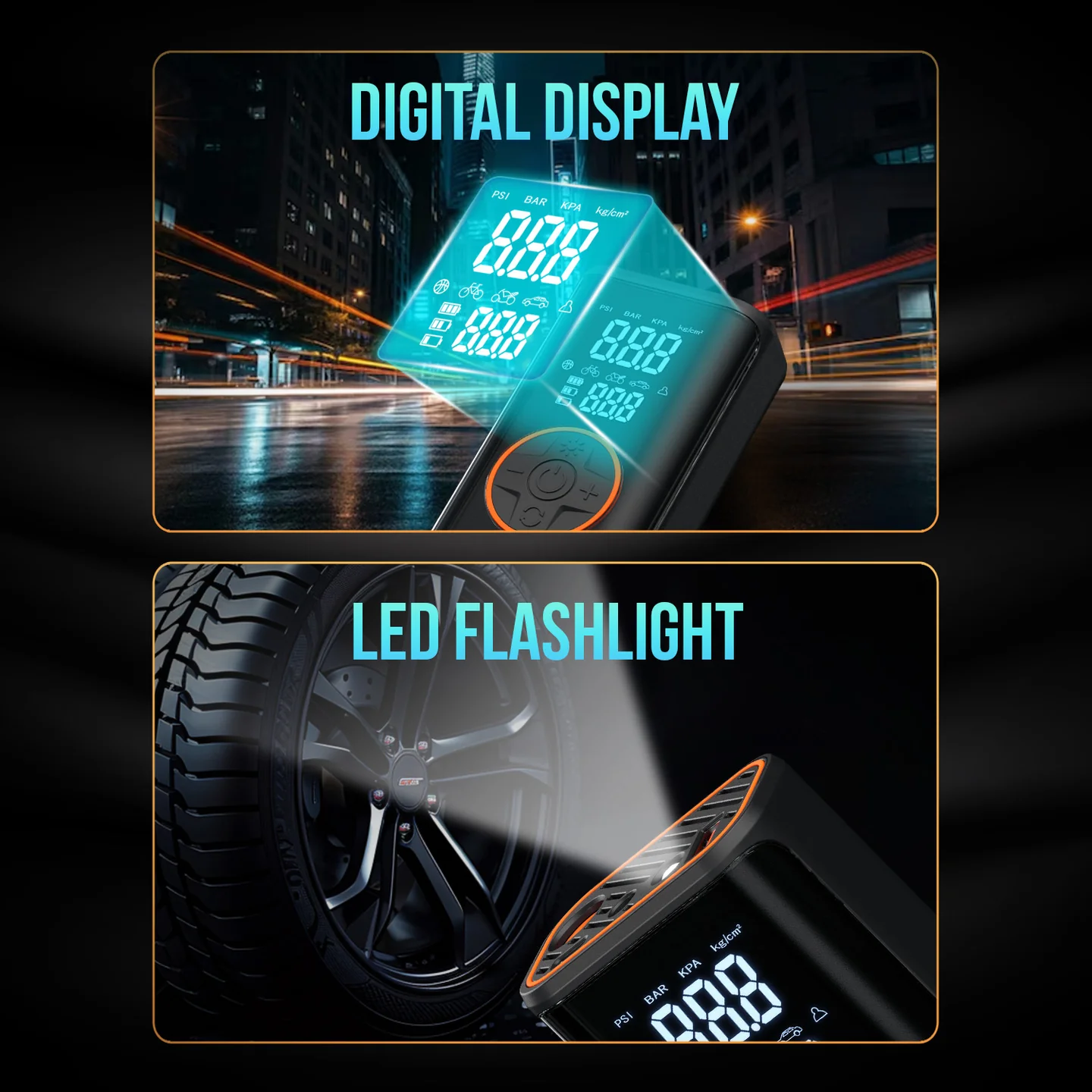 Portronics Vayu 4.0 Portable Tyre Inflator for Car Bike Cycle with 150 ...