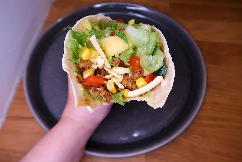 Vegansk taco med hjemmelaget tortillalefse
