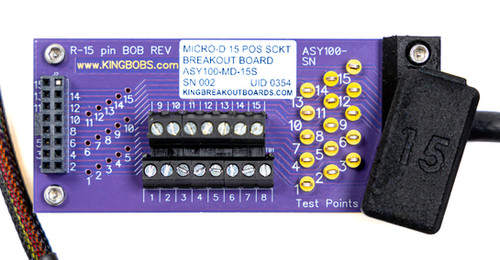MICRO-D 15 Position Socket Breakout Board (Wired) | KING BREAKOUT BOARDS