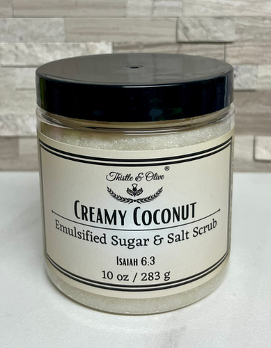 Creamy Coconut Emulsified Sugar & Salt Scrub | Thistle And Olive