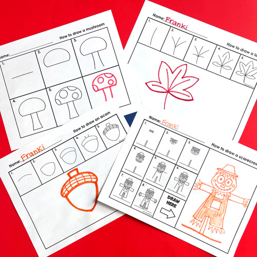 6 Fall/Halloween Themed Directed Drawings + Coloring Sheets | Fun With ...