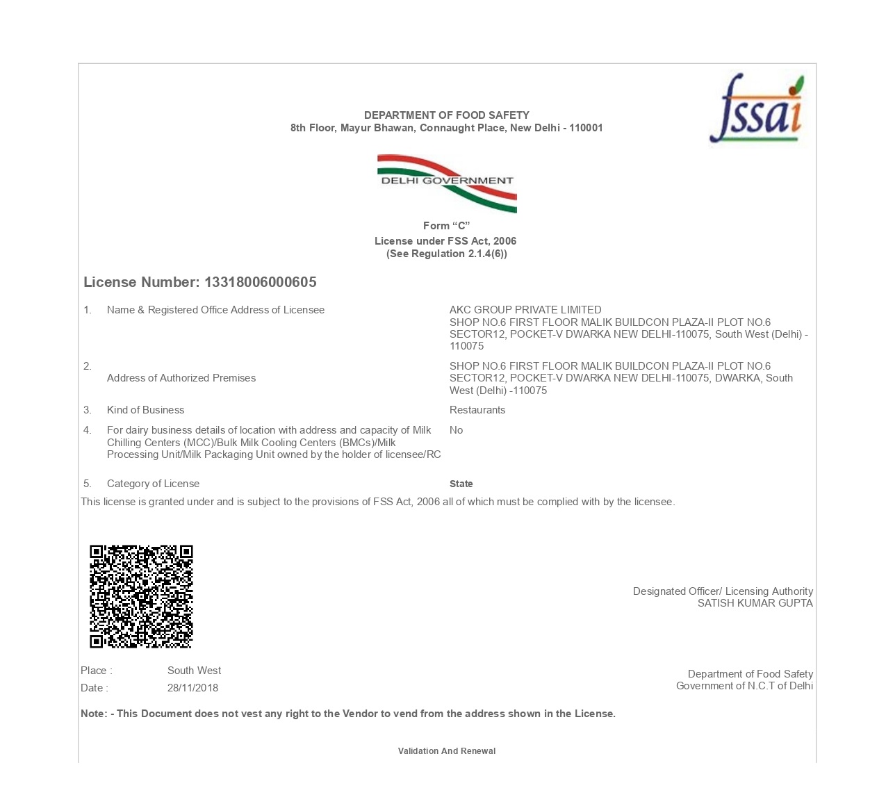 Fssai License I Food License I Fssai License Consultant Delhi