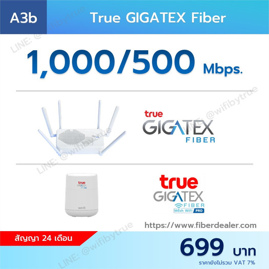 เน็ตบ้านทรู ไวไฟ 500/500 Mbps. 599 | True Fiber