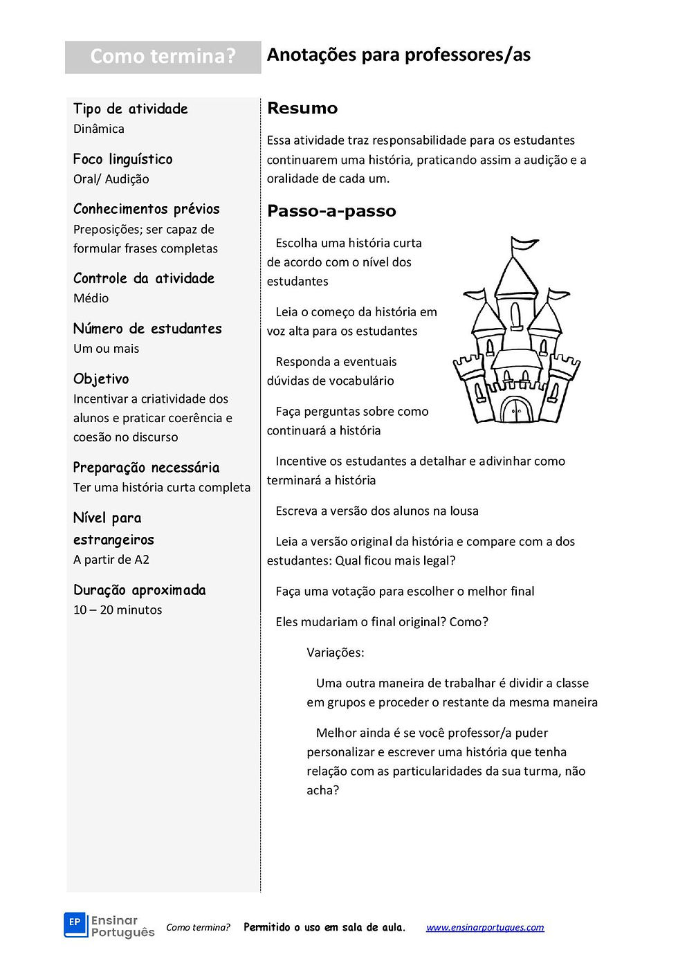 Atividades Orais | Ensinar Português