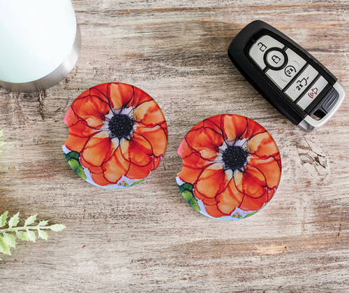 Blossom Sandstone Car Coasters (2) | Angie Bryant Art