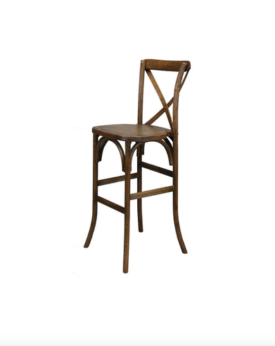 Dark Wood Cross Back Barstool | Lopez's Event Rental