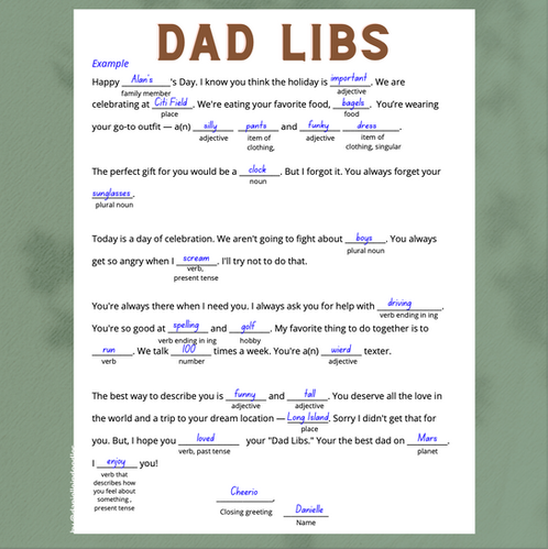 Dad Libs | Funny Digital Father's Day Card, Interactive Father's Day ...