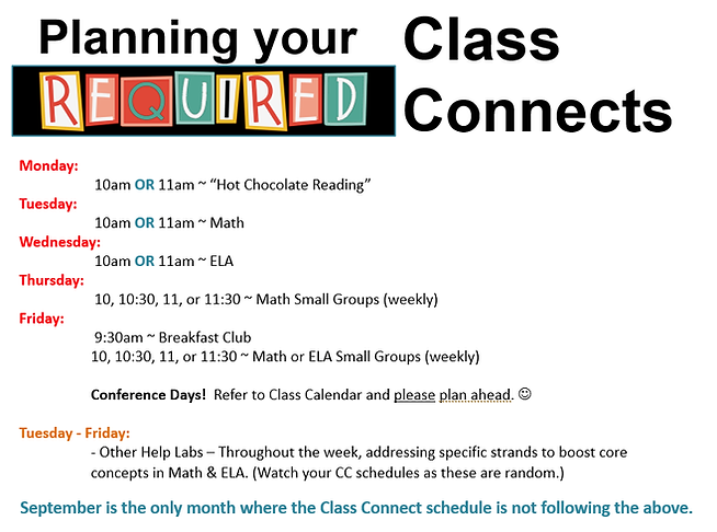 Class Connect Schedule | classroom