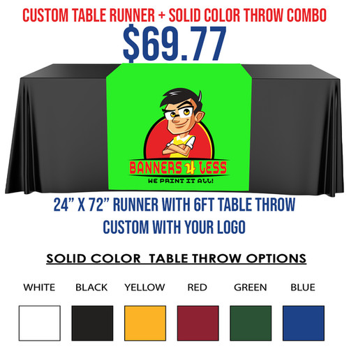 Solid Table cover with custom Runner | Banners4Less