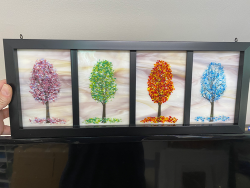 Four Season Trees Window Frame, 4 - 4"x6" trees | Glimmer Glass Gifts