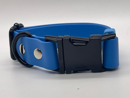 Pre-Made Sky Blue Adjustable Collars w/Black Metal QR | Charlie & Mabel