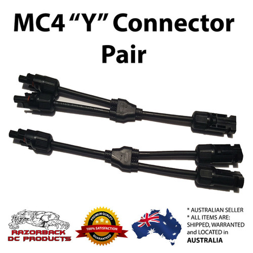 2 PAIR Y Connector Cable Plug suits MC4 Inline Solar PV Panel IP67 2 ...