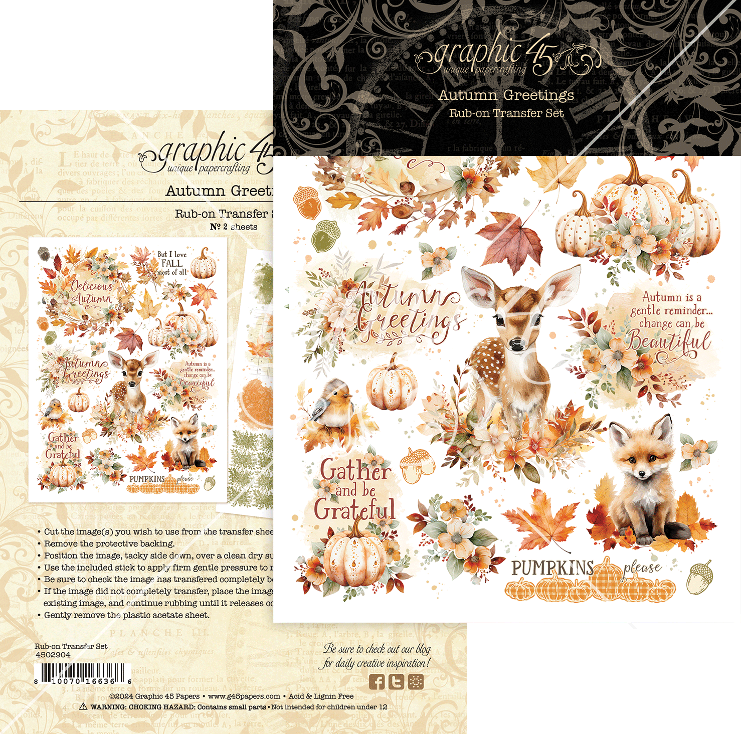 Graphic 45 - Autumn Greetings - Rub-On Transfers | scrapncreate