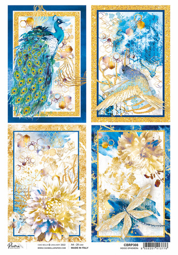 REDUCED Indigo - Ephemera - A4 Rice Paper by Ciao Bella | scrapncreate