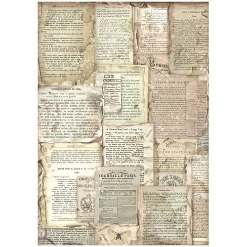 Stamperia - Vintage Library - Book Pages - Rice Paper A4 | scrapncreate