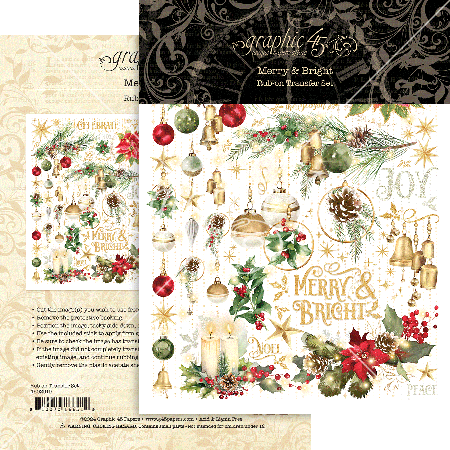 Graphic 45 - Merry & Bright - Rub-On Transfers | scrapncreate