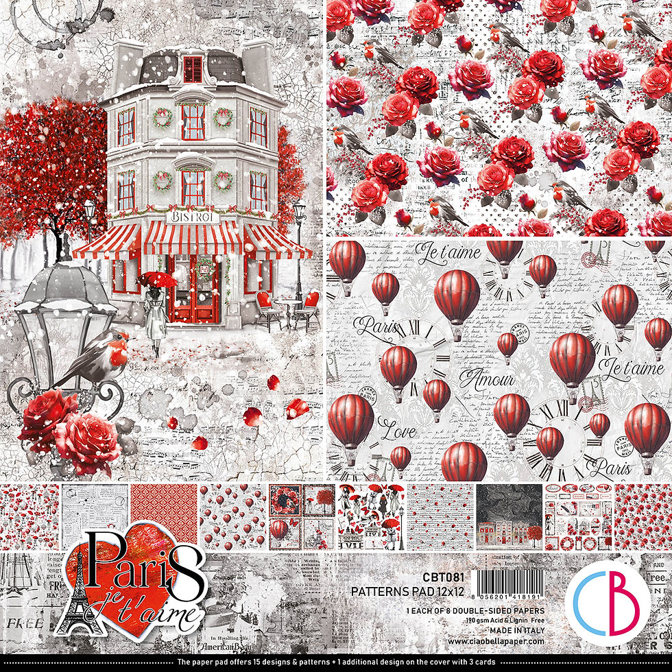 Ciao Bella - Paris Je T’aime - Patterns - 8 - 12x12 Sheets | scrapncreate