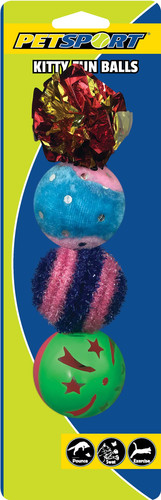 70033 Kitty Fun Balls 4-Pack Assorted | Petsport