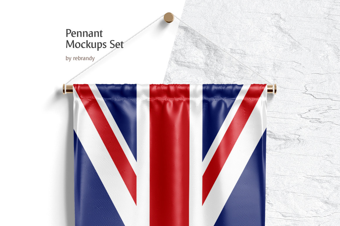 Pennant Mockups Set - Mock Up by rebrandy for Photoshop, Purchase ...