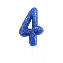 Blue Glitter Number 4 Candle | Izzys Party Shop