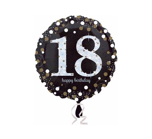 Age 18 Black and Gold Foil Balloon | Izzys Party Shop