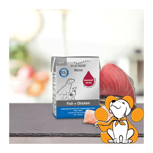 Platinum Menu Fish + Chicken 185g, Uravnotežena Vlažna Hrana