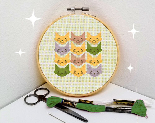 Modern easy beginner cat cross stitch pattern download pdf | The Elfin ...