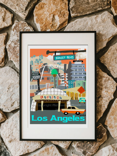 Los Angeles mid-century modern travel poster wall art print| Mid ...