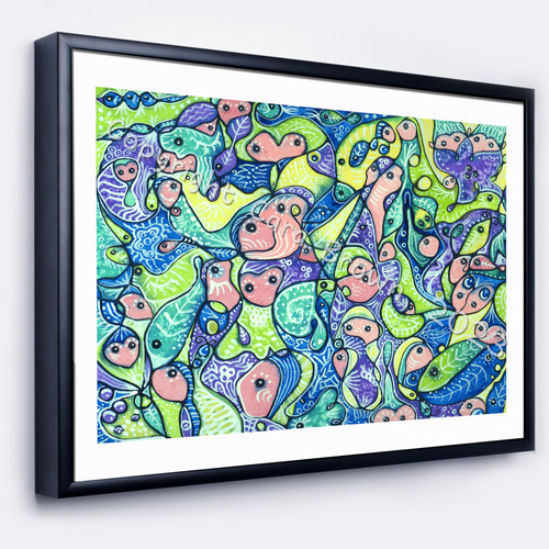 Underwater sea creatures abstract art print by Cara Brown| The Elfin Forest