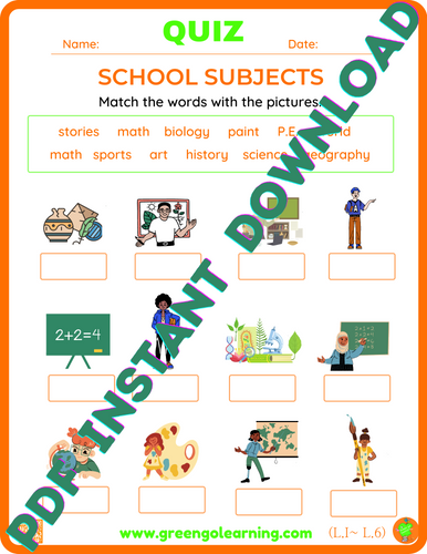 Level I / Lesson 6 School Subjects | Green Go Learning