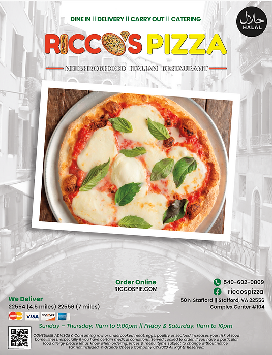 Menus | Ricco's Pizza
