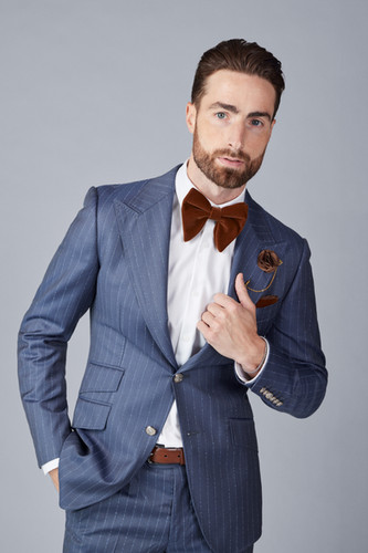 Ash Blue Pinstripe Suit | Gustavo Apiti