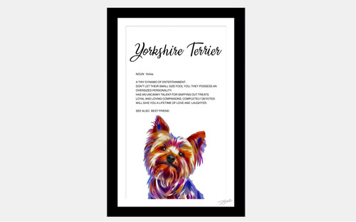 Yorkshire Terrier - Definition Quote Framed Artwork. | Aquamarine Art Gifts