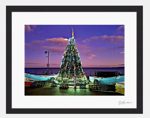 Filey Festive Fishtree - Mordern Framed Artwork. | Aquamarine Art Gifts