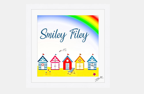 Smiley Filey - Framed Modern Coastal Artwork. | Aquamarine Art Gifts