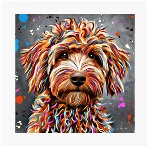 Labradoodle Dog Mounted Print | Aquamarine Art Gifts