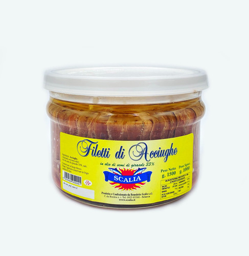 Filetti di acciughe 1,5 Kg in Olio di Girasole | Scalia