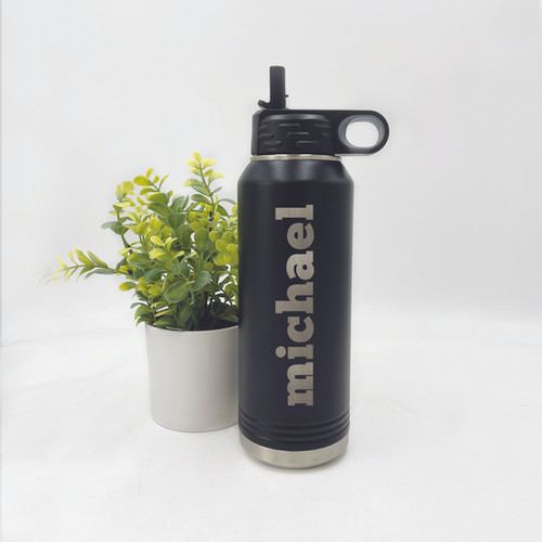 Michael Water Bottle | Lazer Engraving