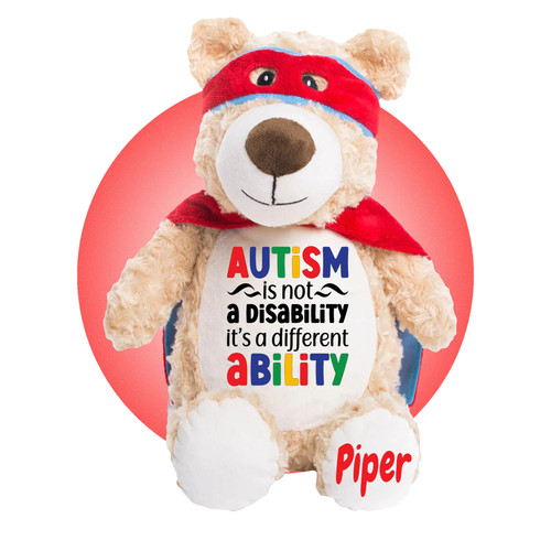 Autism Comfort Teddy Bears - 17" Personalized Autism Superhero Bears ...