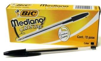 PLUMA BIC CLASICA CRISTAL PUNTO MED NEGR C/12 PZS | GPSMARTONER
