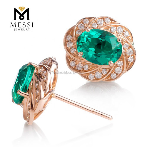 MS-199 Messi Jewelry Oval 14k 18k Gold 2 Carat Lab Created Emerald ...