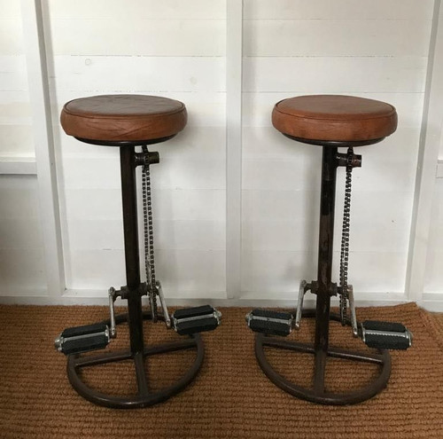 Industrial Metal Bicycle Stools | hintofvintagehire