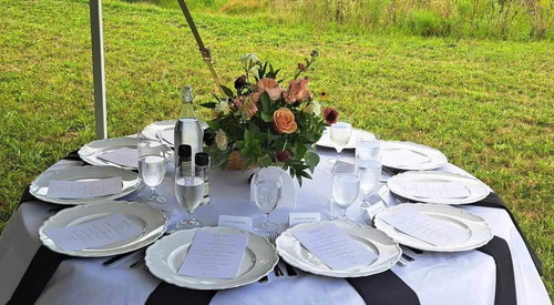 White Scalloped Edged Chargers | Agape Acres Barn